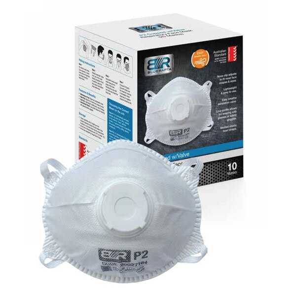 Blue Rapta Disposable P2 Cupped Valved Mask (Bx 10) 20027164