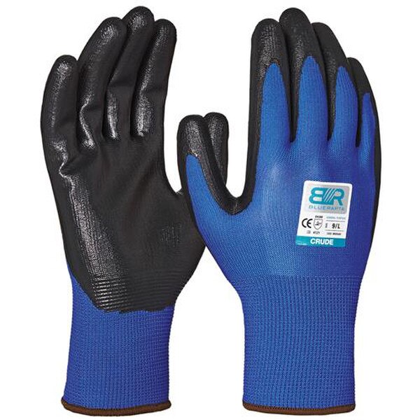 Blue Rapta 'CRUDE' General Purpose Flat Nitrile Palm Gloves BRCRUDE