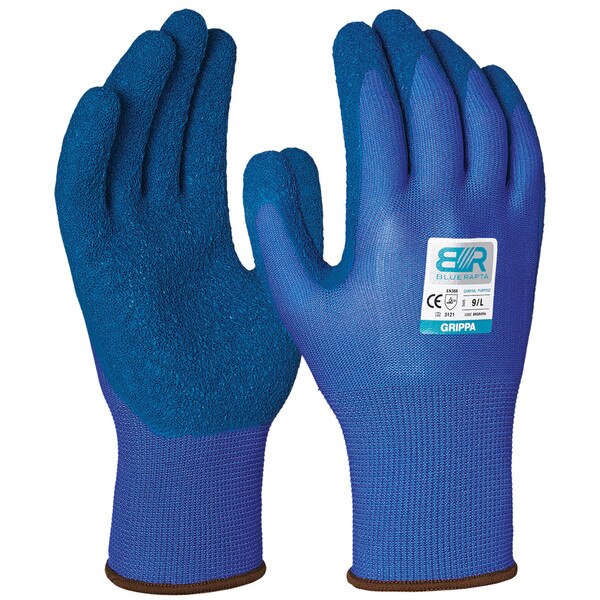 Blue Rapta 'GRIPPA' General Purpose Latex Palm Coated Gloves BRGRIPPA