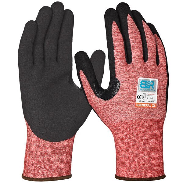 Blue Rapta 'THE GENERAL X5' Cut Resistant Nitrile Foam Palm Gloves BRX5GEN