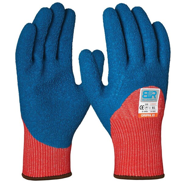 Blue Rapta 'GRIPPA X5' Cut Resistant ¾ Latex Coated Gloves BRX5GRI