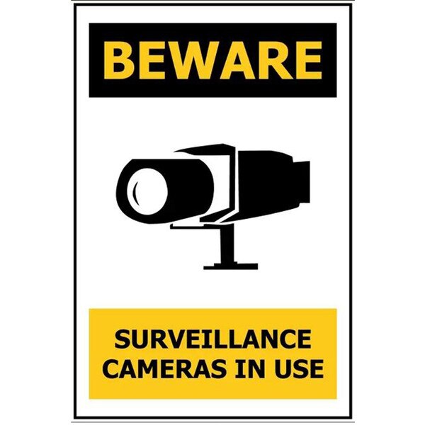 PVC Sign, Beware Surveillance Cameras In Use 480mm x 600mm