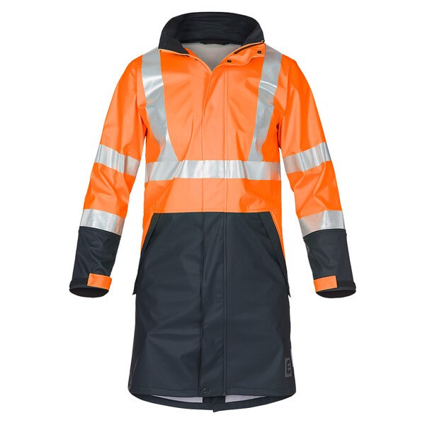 Eleven Workwear Hi -Vis PU H-Tape Rain Jacket