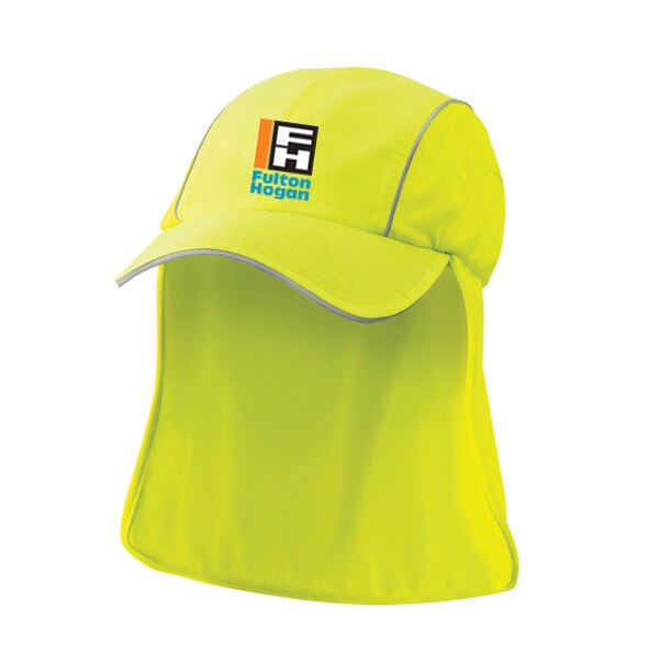 Legionnaire Hat Hi Viz With Fulton Hogan and Living Safely Logo's