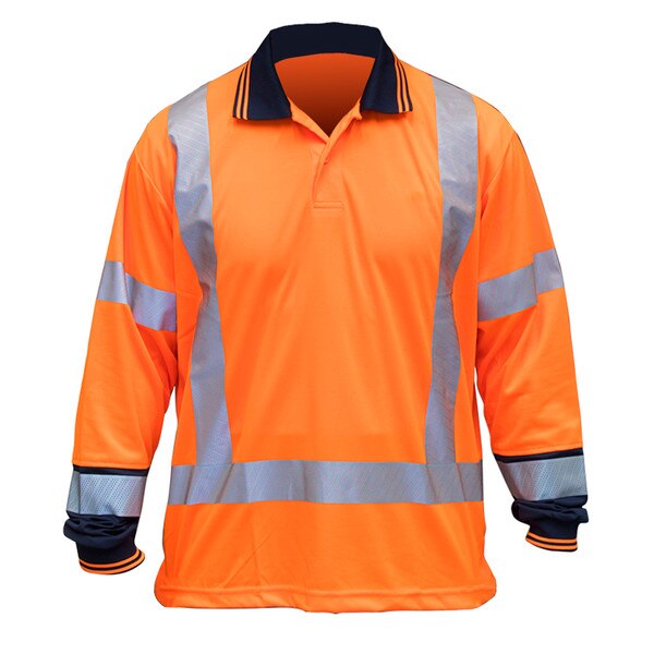 Bisley X Taped Hi Vis TTMC-W17 Poly Mesh L/S Polo Shirt with Waipa ...