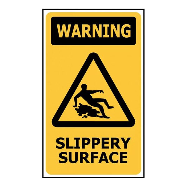 PVC Sign, Warning Slippery Surface 300x450mm